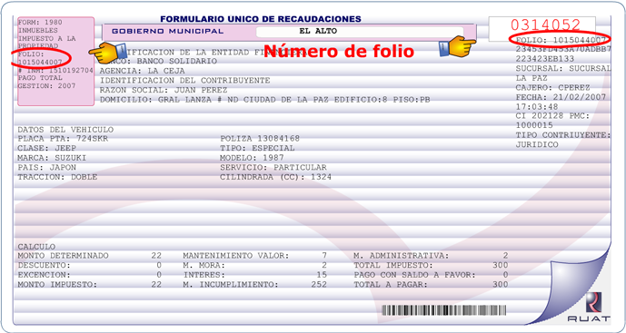 RUAT - REGISTRO UNICO PARA LA ADMINISTRACION TRIBUTARIA MUNICIPAL